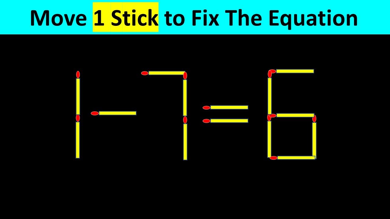 Matchstick Puzzle - Move Stick To Fix The Equation #matchstickpuzzle # ...