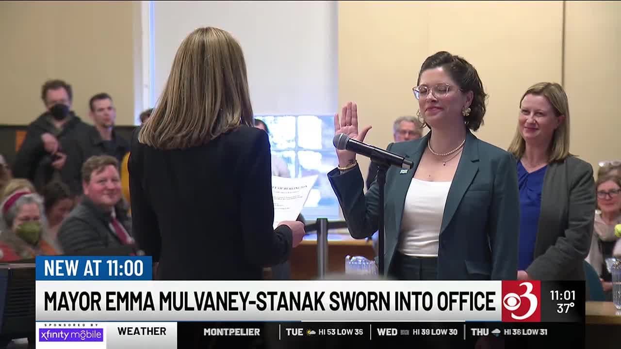Mayor Emma Mulvaney-Stanak sworn in as Burlington Mayor - YouTube