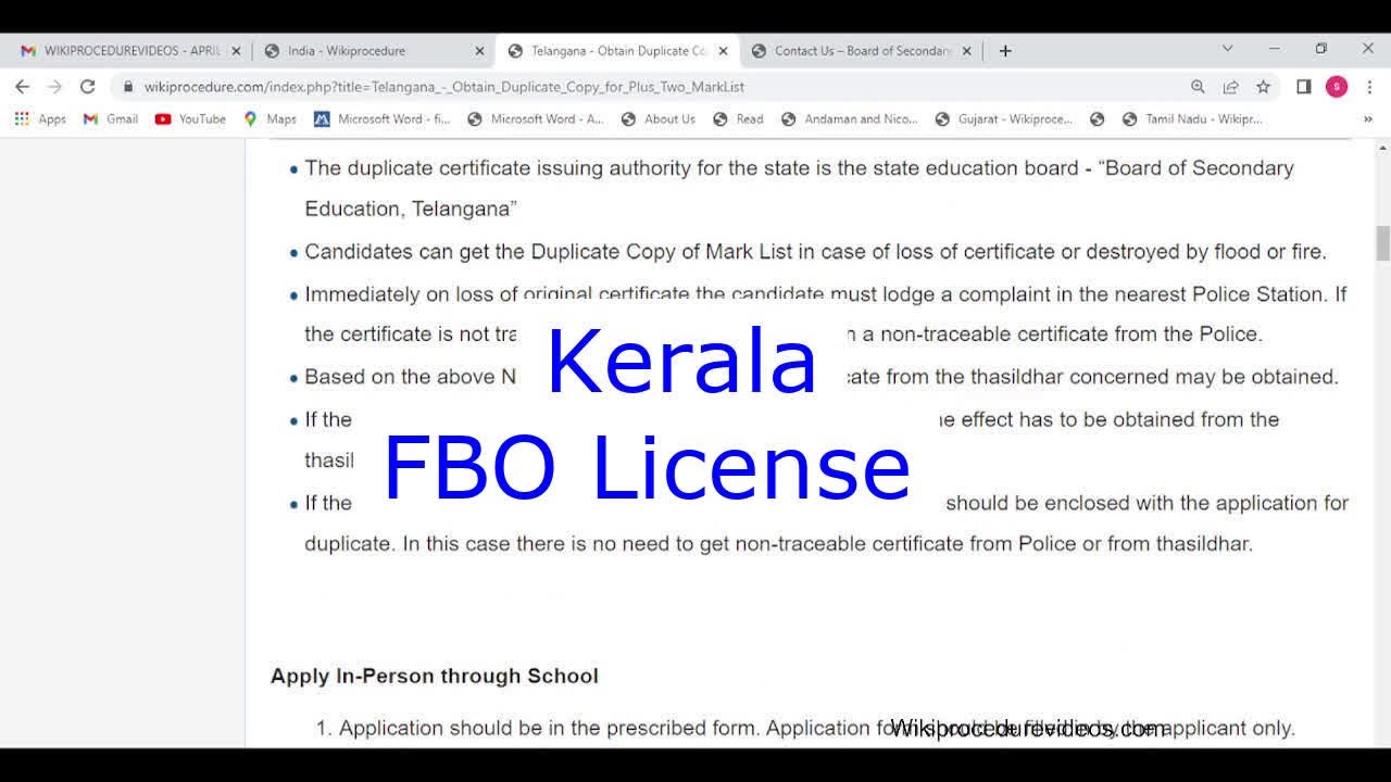Kerala - Apply Online for Food Business Operator (FBO) License - YouTube