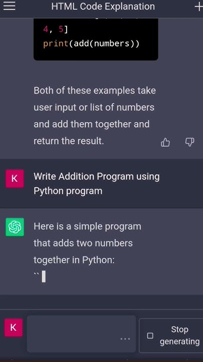 Chat Gpt Using In Python Program | Create Addition Program | #shorts - YouTube