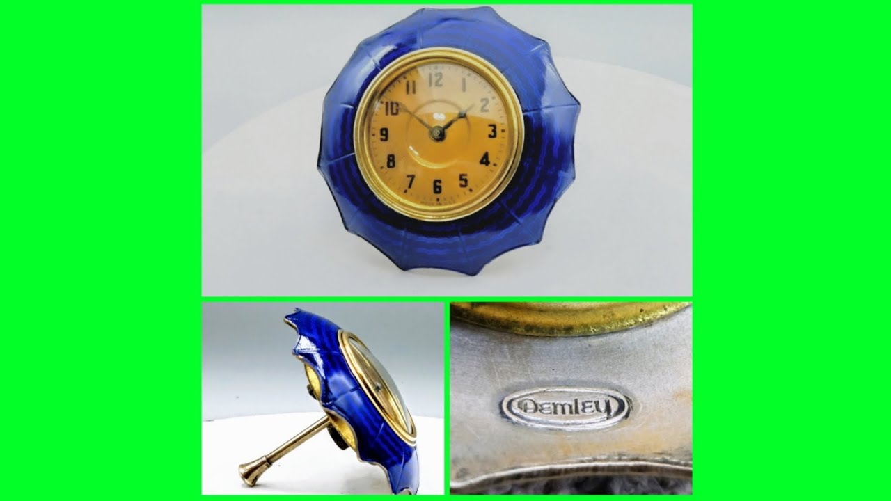 Stunning Antique 1920's Unique Demley Umbrella Clock Blue Enamel ...
