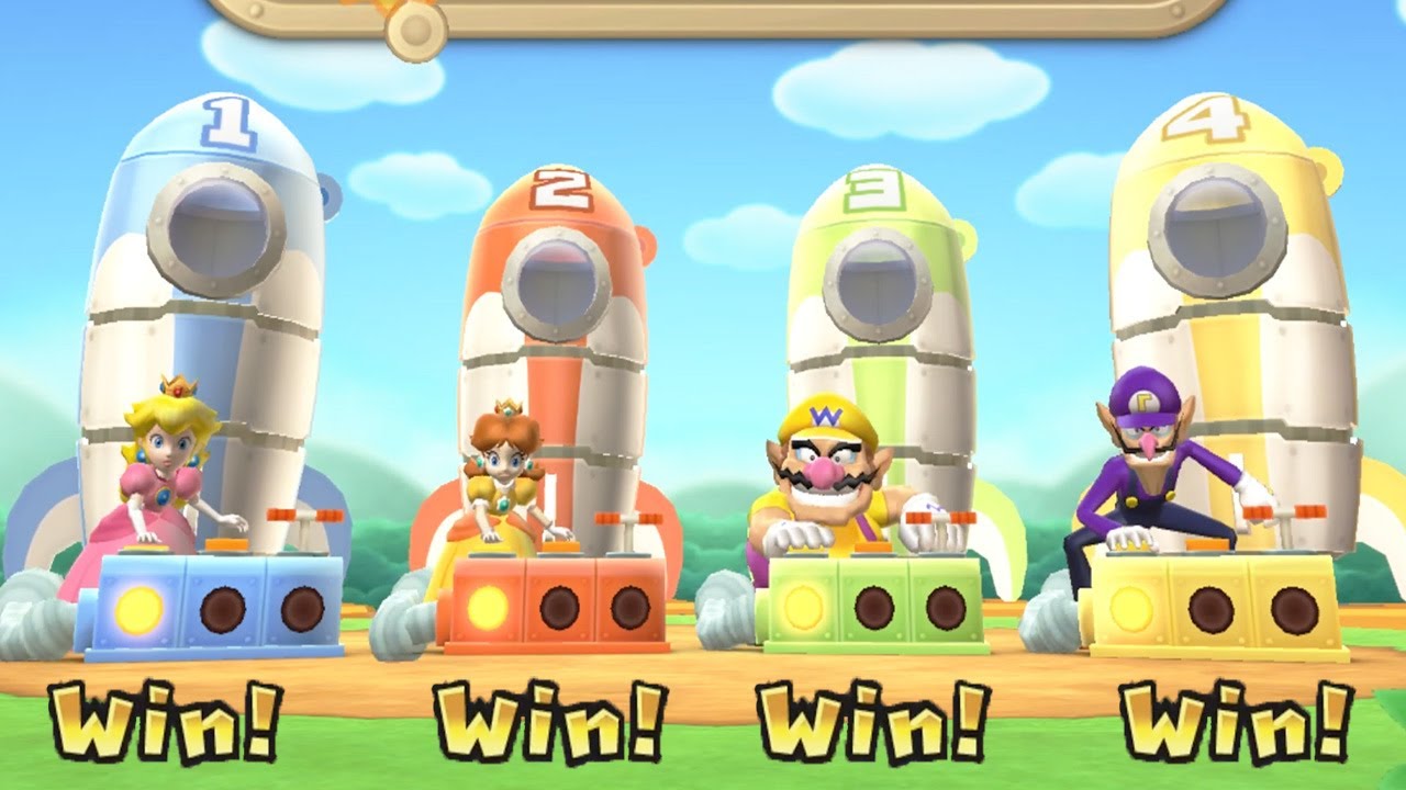 Mario Party 9 Mini Games - Tumble Temple - Peach vs Daisy vs Wario vs ...