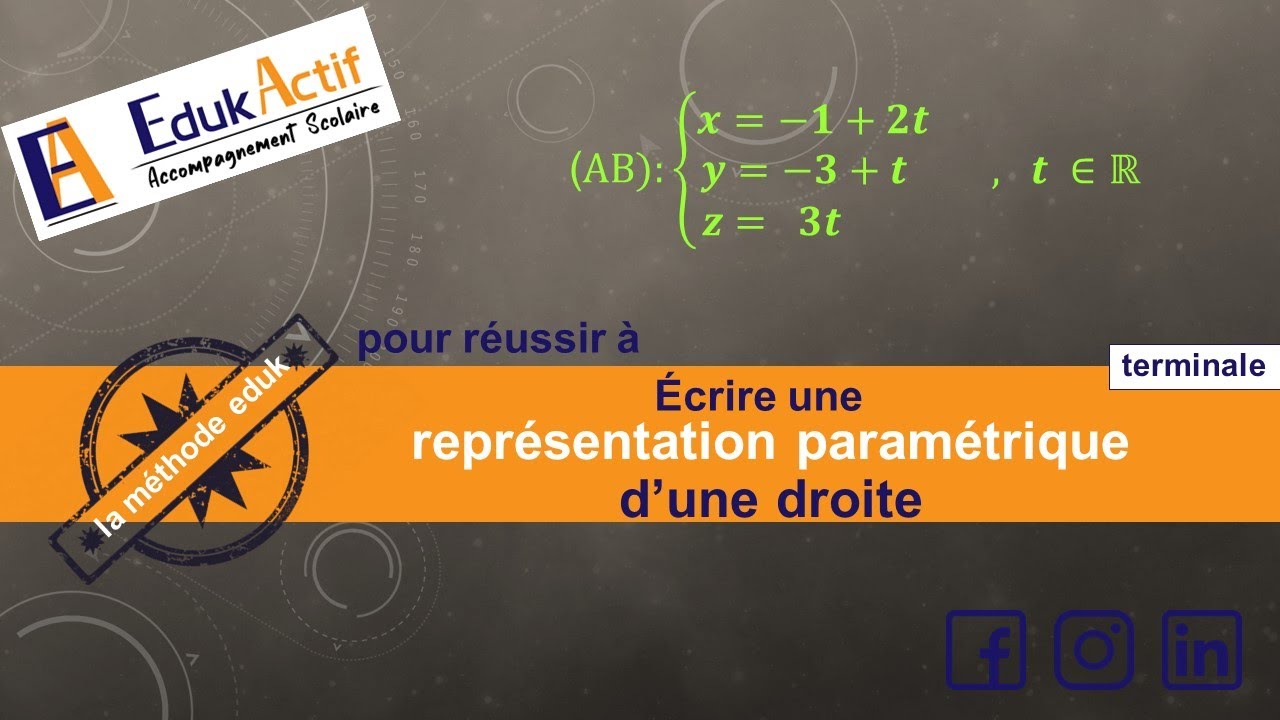 Terminale : écrire une représentation paramétrique de droite grâce à la ...