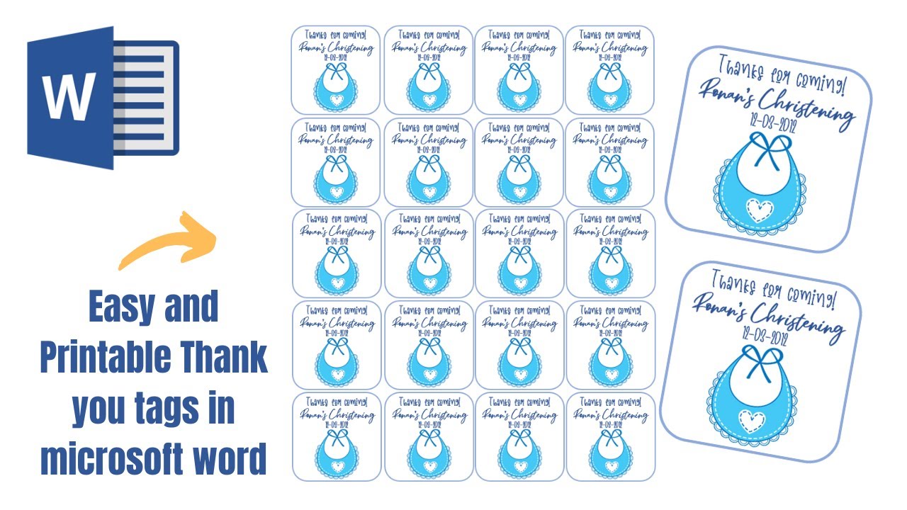 Easy And Printable Christening Thank You Tags In Microsoft Word YouTube Easy And Printable Christening Thank You Tags In Microsoft Word YouTube