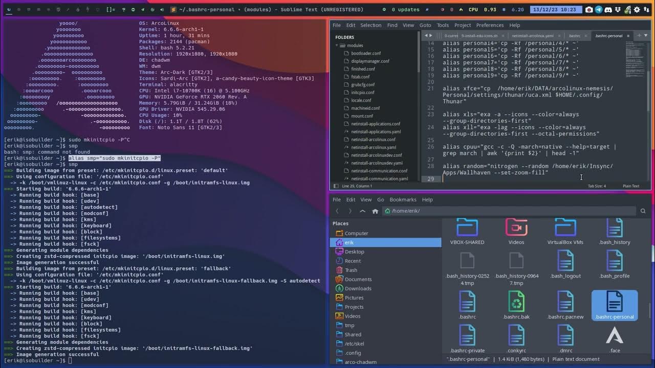 ArcoLinux : 3718 create your own alias and put it in .bashrc-personal - workflow - YouTube