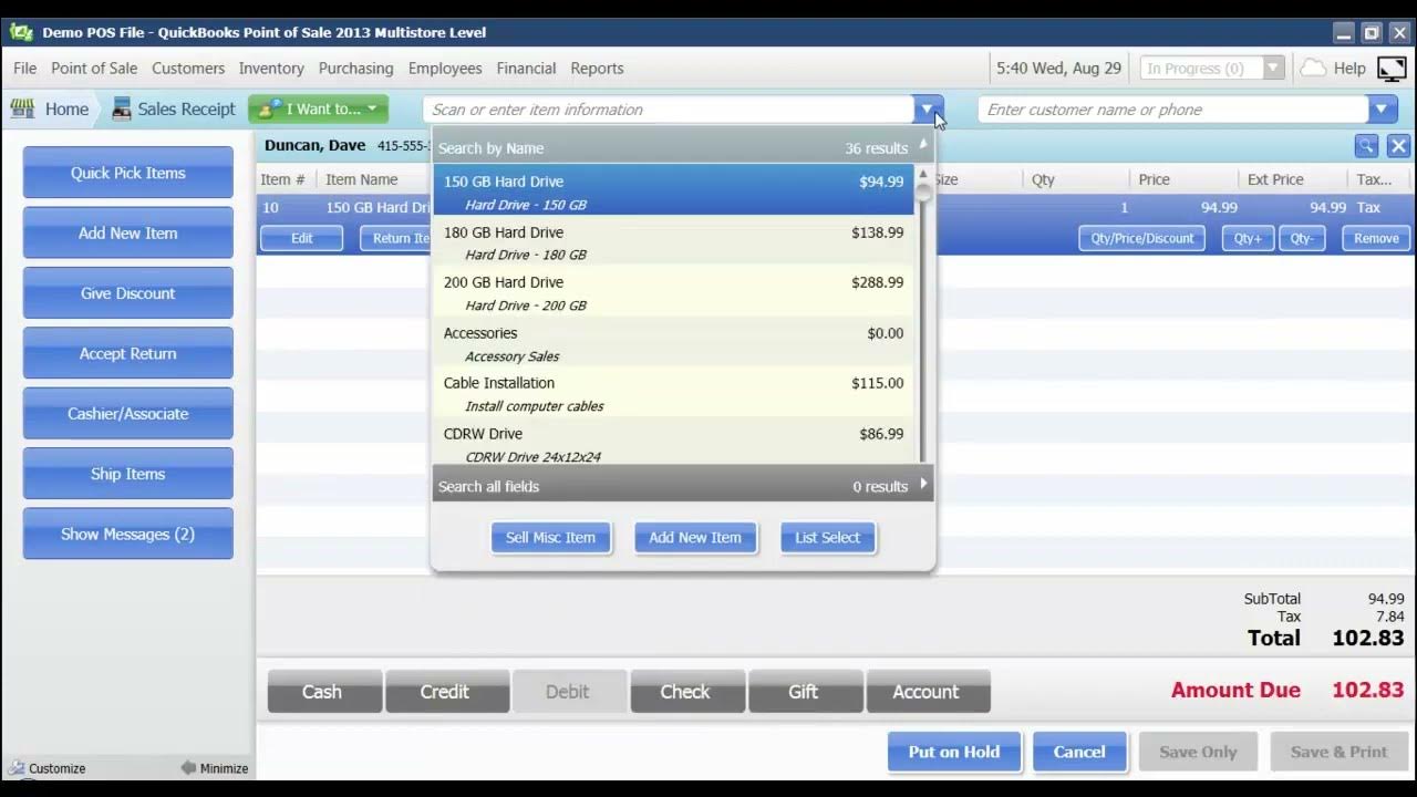 Make a Sale - Check - QuickBooks Point of Sale Discontinued ...