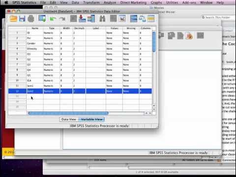 SPSS Lab Session 1-Creating Data Set, Adding Variables and Values.mov - YouTube