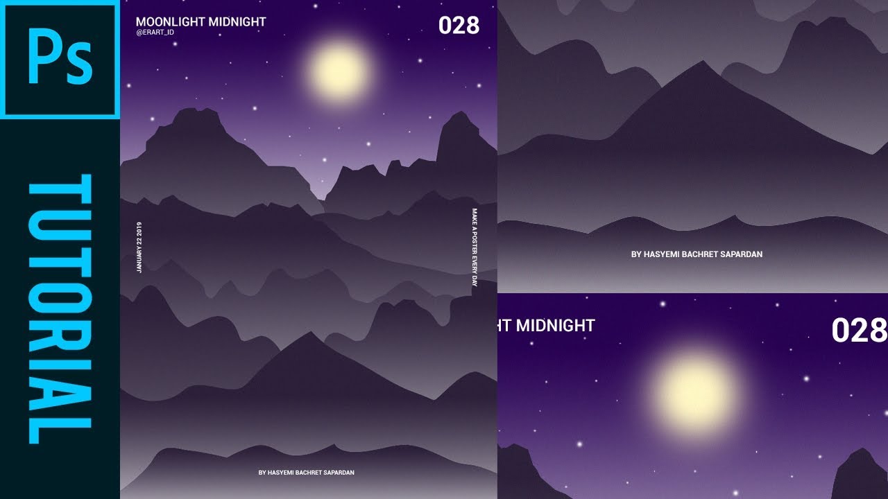 Moonlight Midnight Poster - Tutorial Photoshop CC 2019 - YouTube