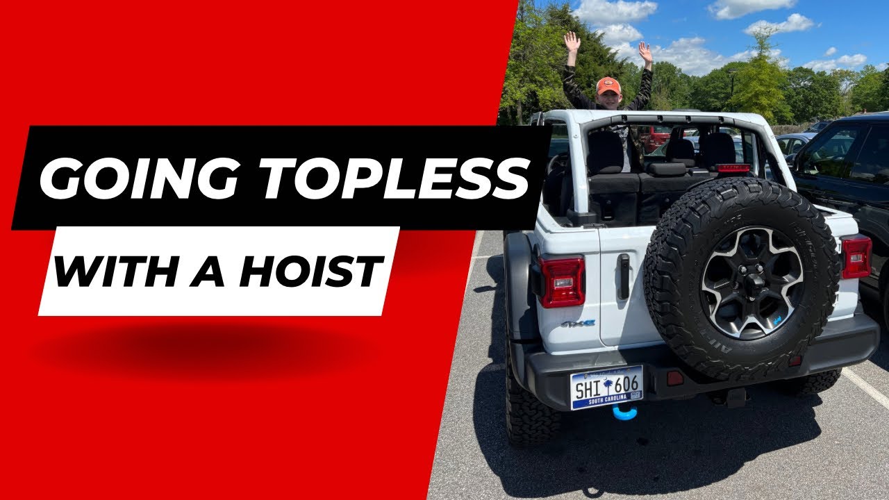 How to take the roof off your Jeep JL using a hoist! - YouTube