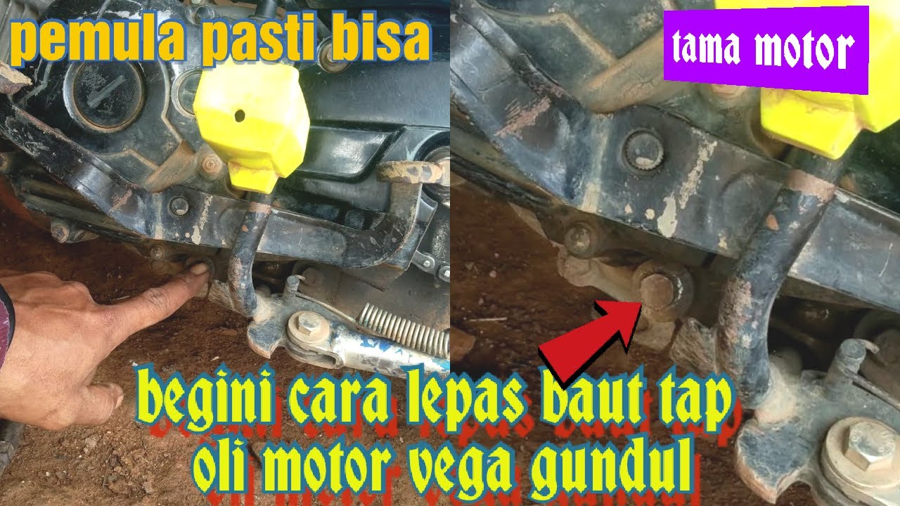 cara mudah membuka baut tap oli motor vega r yang sudah gundul - YouTube