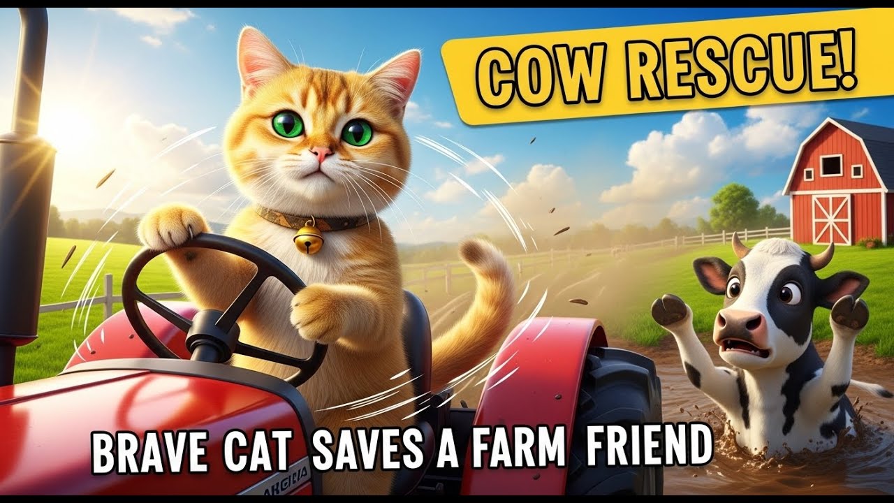 Baby Cow Rescue Mission! Farm Animals Adventure with Cat Family - YouTube