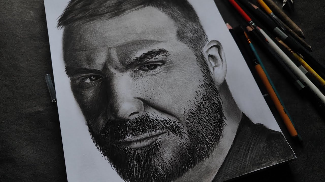 hyper realistic charcoal pencil drawing || David Beckham - YouTube