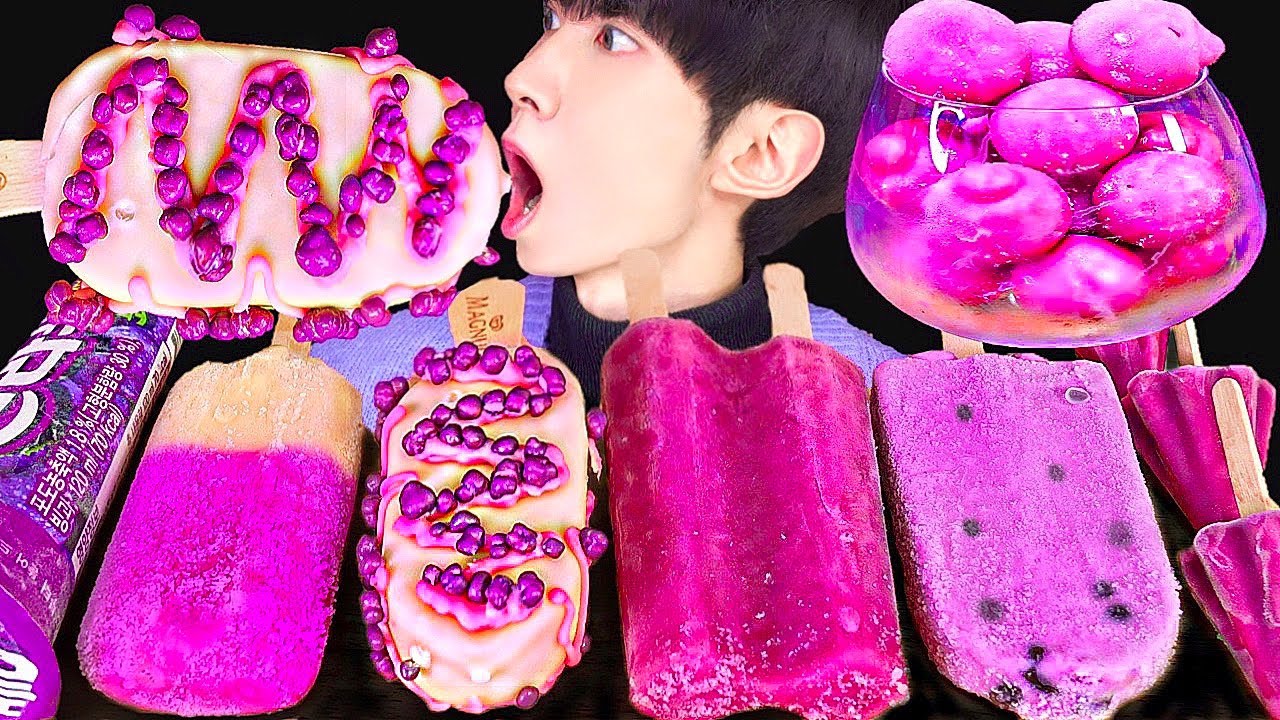 Asmr Ice Cream Purple Candy Party 다양한 퍼플 아이스크림 먹방 Desserts Mukbang