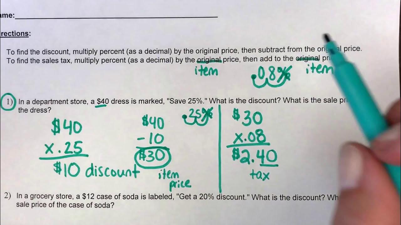Sales Tax and Discount of an Item - YouTube