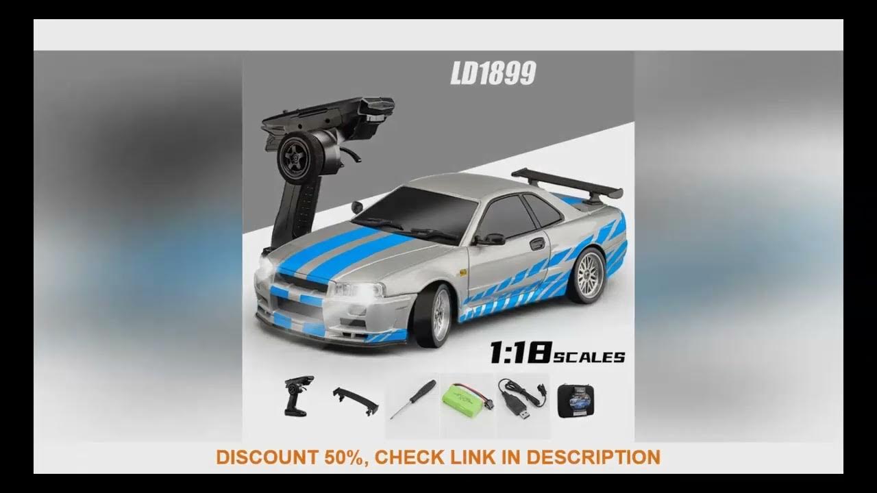 LDRC 1899/A99 RTR 1/18 2.4G RWD RC Car Drift GTR R34 Gyro LED Light On-Road Full Proportional ...