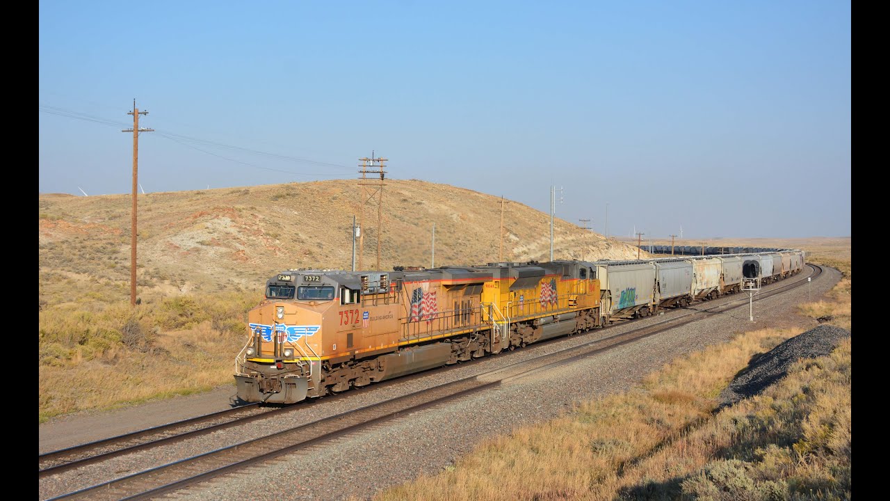 Union Pacific freight train West of Medicine Bow, Wyoming - YouTube