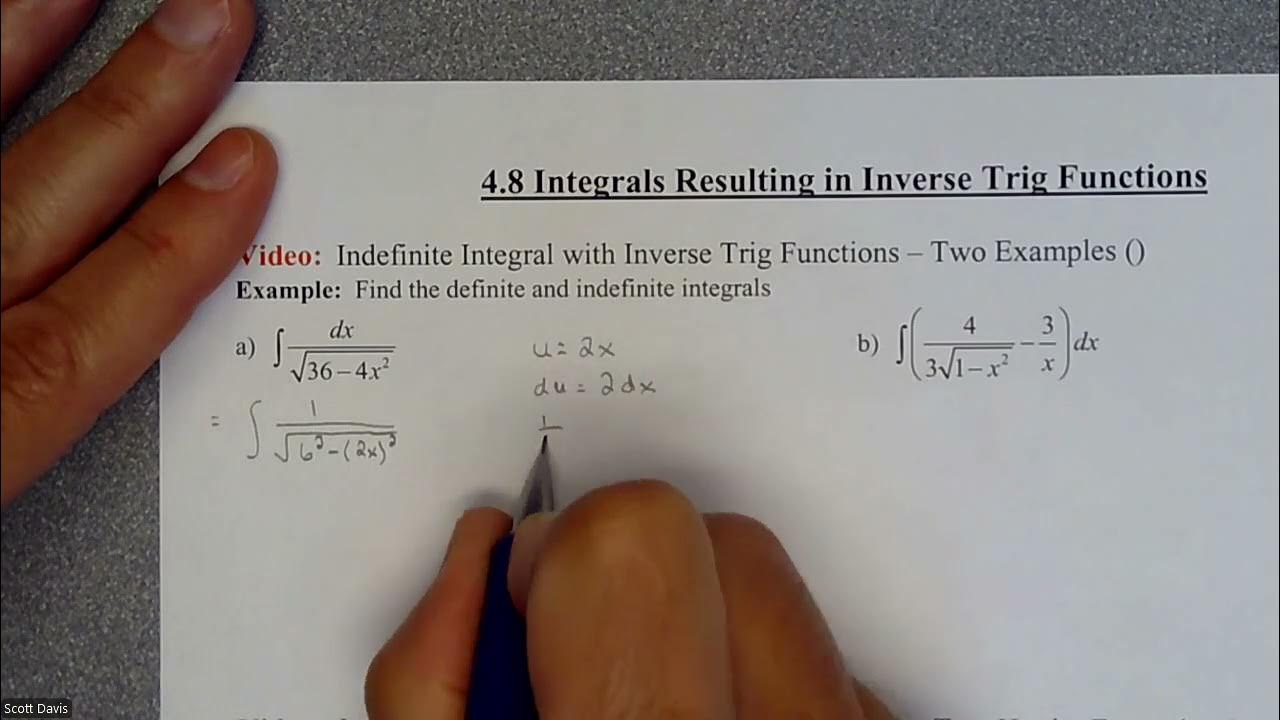 Calc 1 - Indefinite Integral with Inverse Trig Functions – Two Examples - YouTube