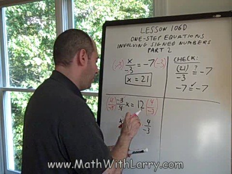 Lesson 106d: One-Step Equ. Involving Signed Numbers (Part 2) - YouTube