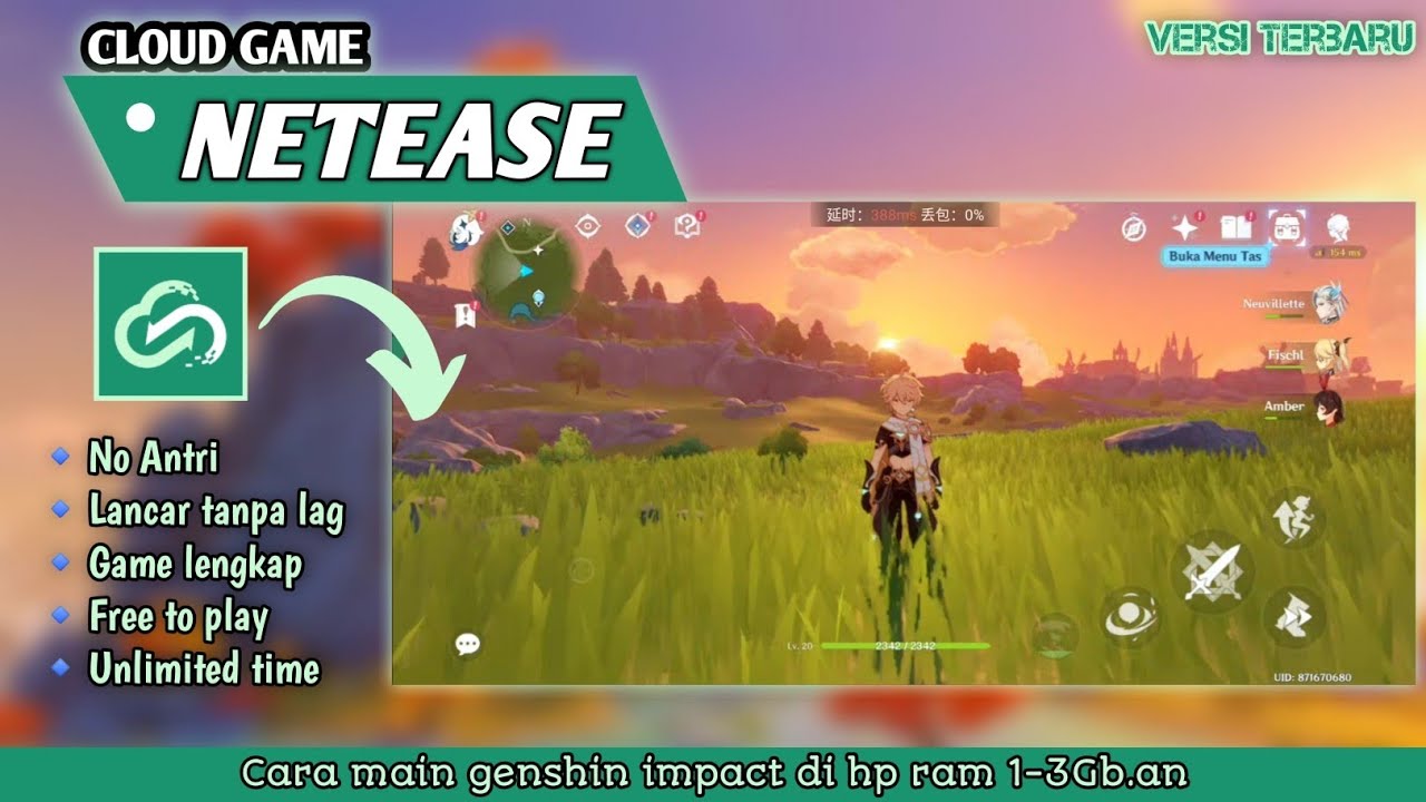Cara main GENSHIN IMPACT di hp Ram 1-3Gb Menggunakan Cloud gaming ...