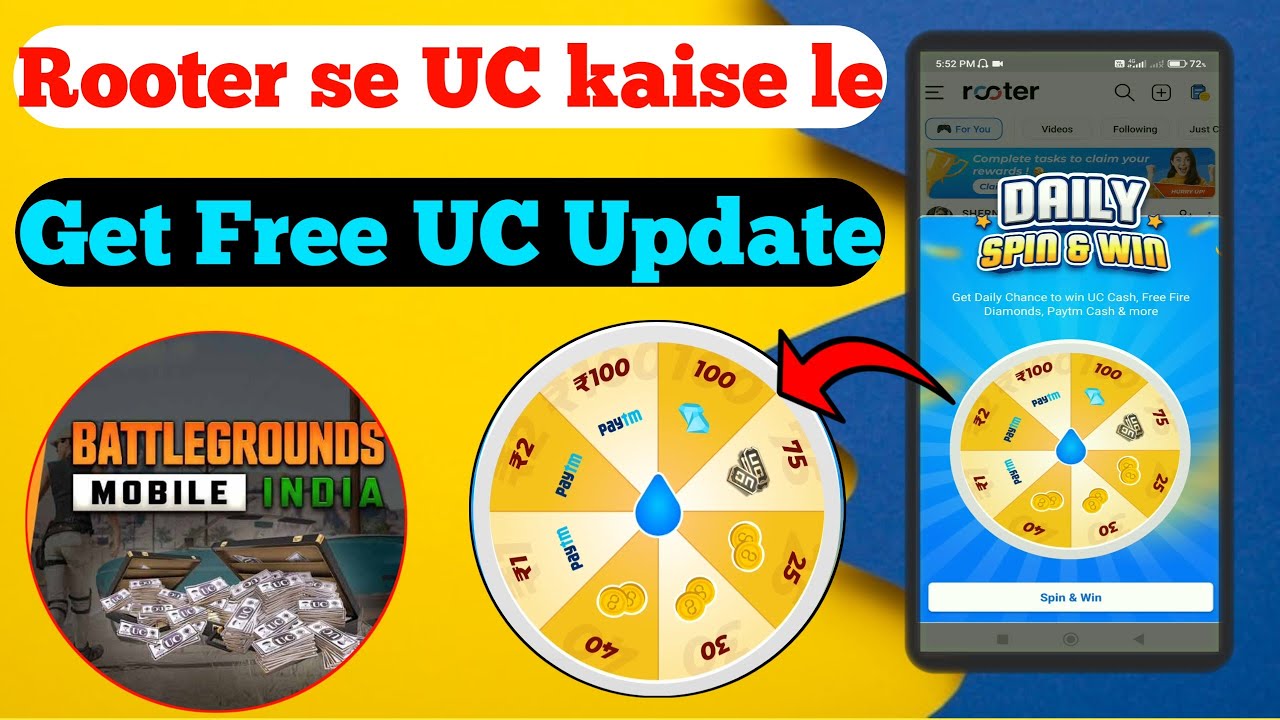 UC Returne on Rooter app | Get free bgmi uc | rooter uc update | Free ...