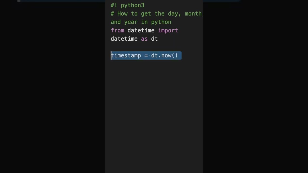 How To Get The Current Day Month And Year In Python shorts YouTube How To Get The Current Day Month And Year In Python shorts YouTube