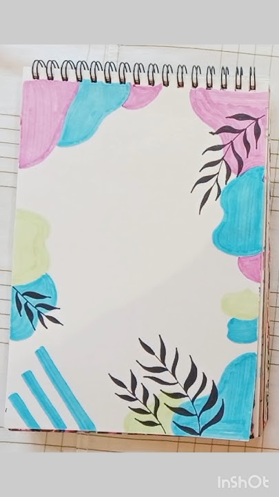 Drawing vlog Day 58 || Easy Flower front Page Design for School Project ...