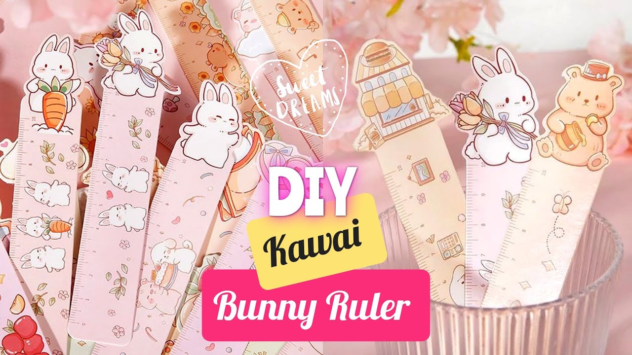 DIY kawai bunny ruler | How to make a cute ruler | Homemade Stationary ...
