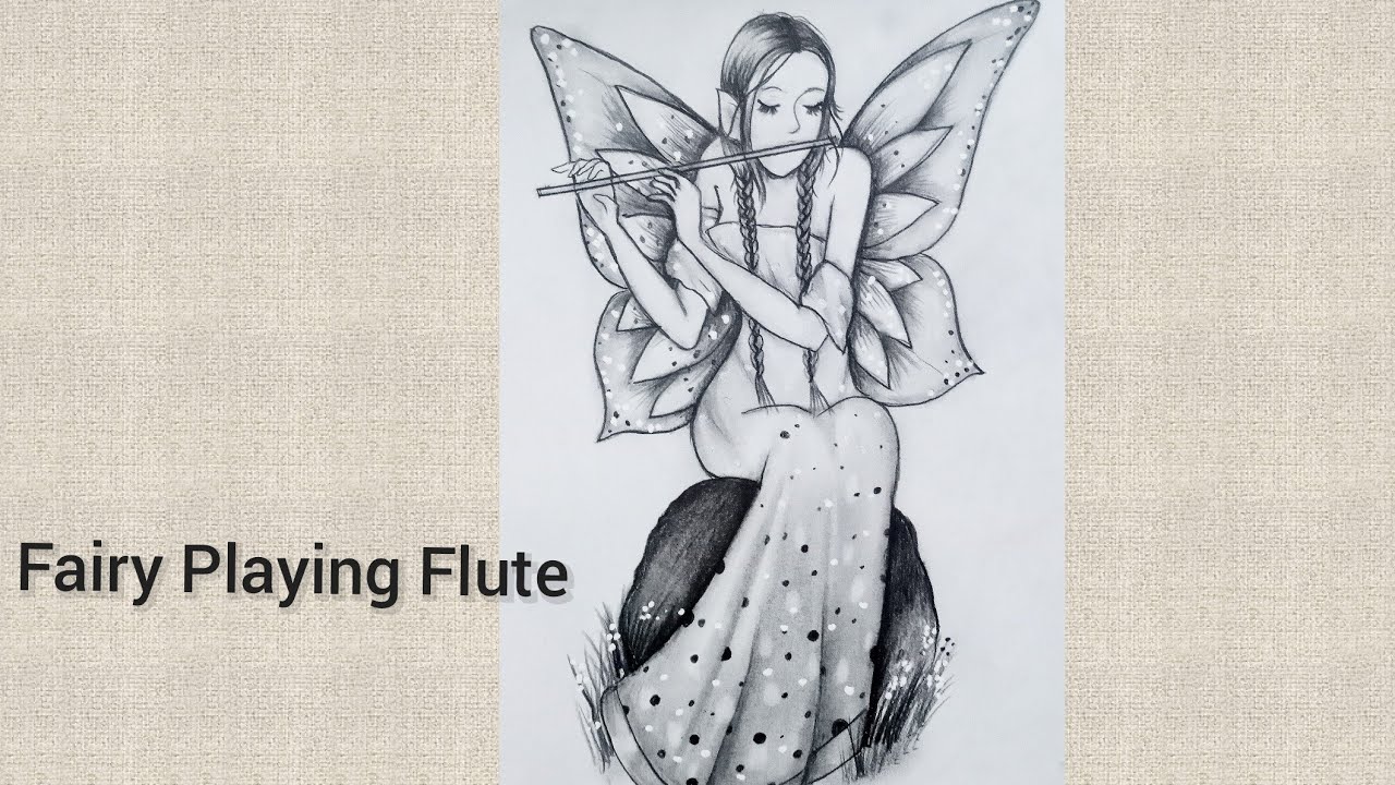 Fairy drawing/flute playing fairy drawing #FairyDrawing #AimansArt # ...
