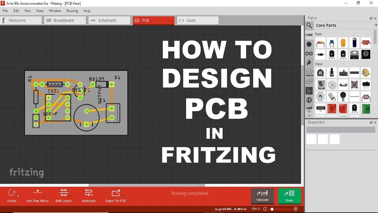 How to design PCB in fritzing and Export Gerber File - YouTube