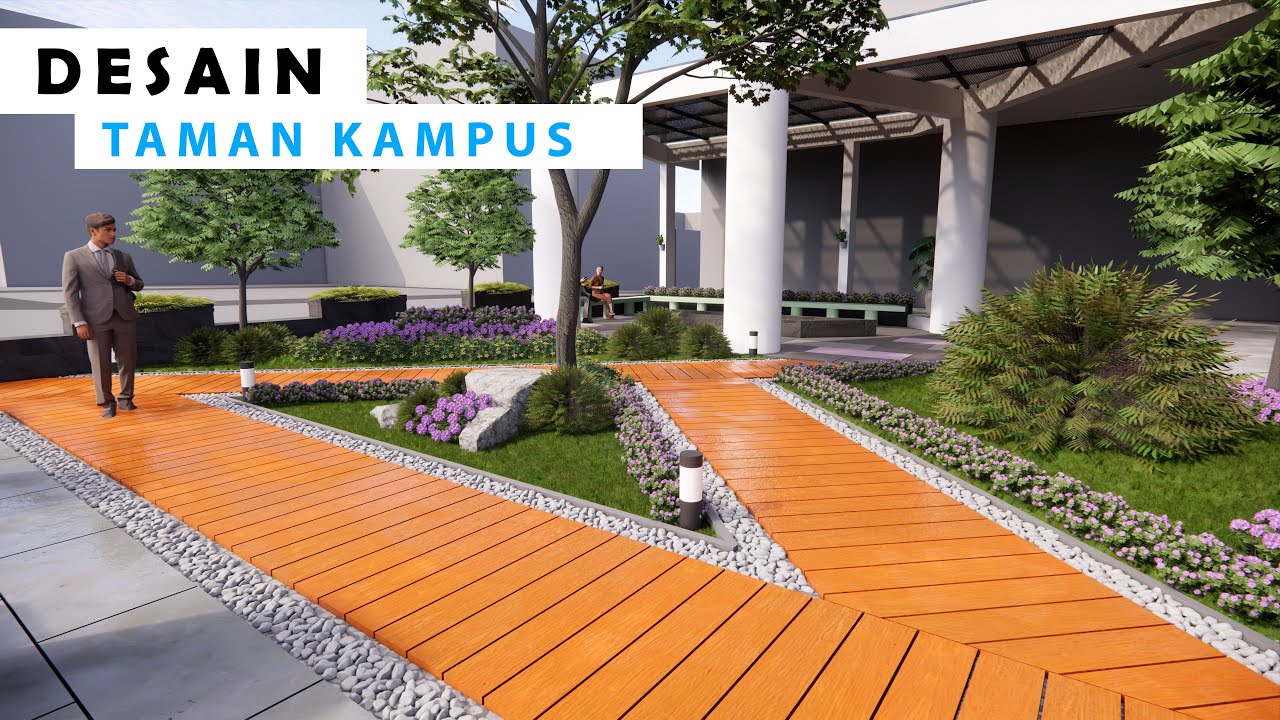 Desain Taman Landscape Kampus |Enscape 3.3|Archicad 23 - YouTube
