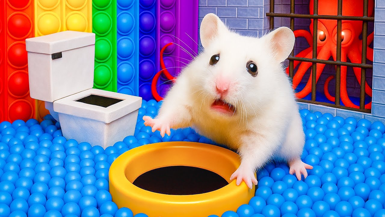 🐹 Rainbow Prison Maze: Hamster vs Octopus Traps - YouTube