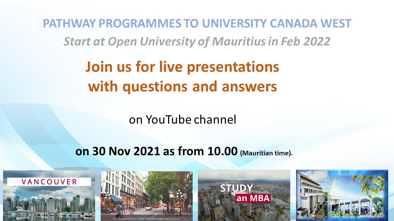 Open University of Mauritius & University Canada West - LIVE Q & A ...