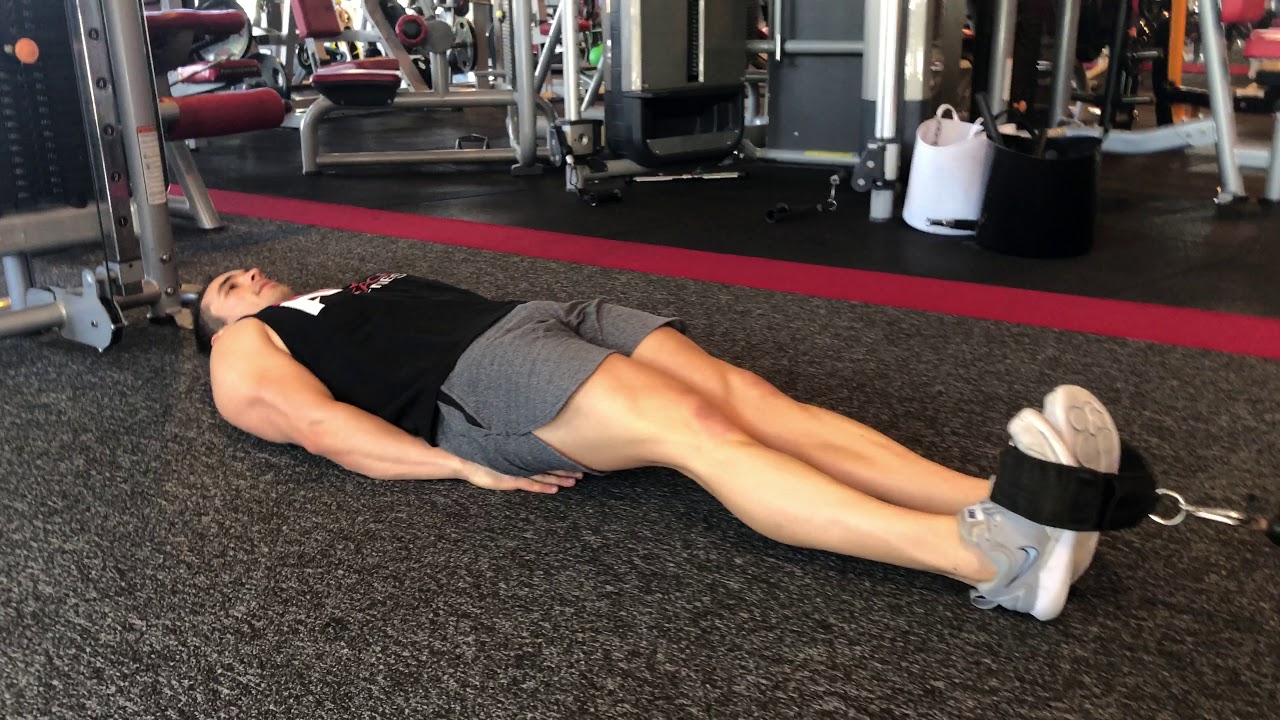 Lying Knee Raises (Cable/Strap) - YouTube