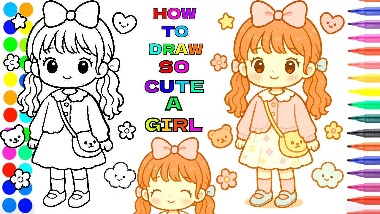 Easy cute drawing - How to draw a girl , Cute girl drawing step by step ...