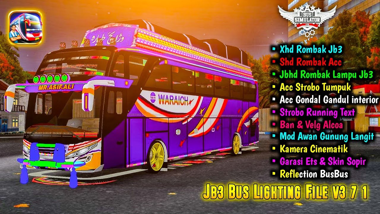 Jb3 Bus Full Roof Lighting File v3.7.1 For Bus Simulator Indonesia ...