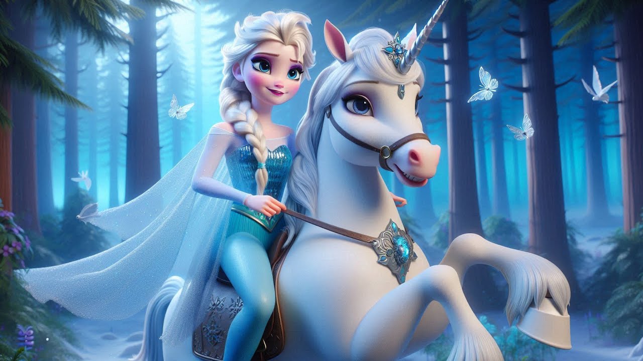 ☃️ Elsa Riding Her Unicorn 🦄// In The Frozen World - YouTube