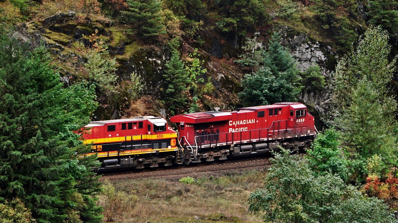 Canadian Double Stack Trains Curving Thru The Canyon On The Cascade & Yale Subdivisions - YouTube