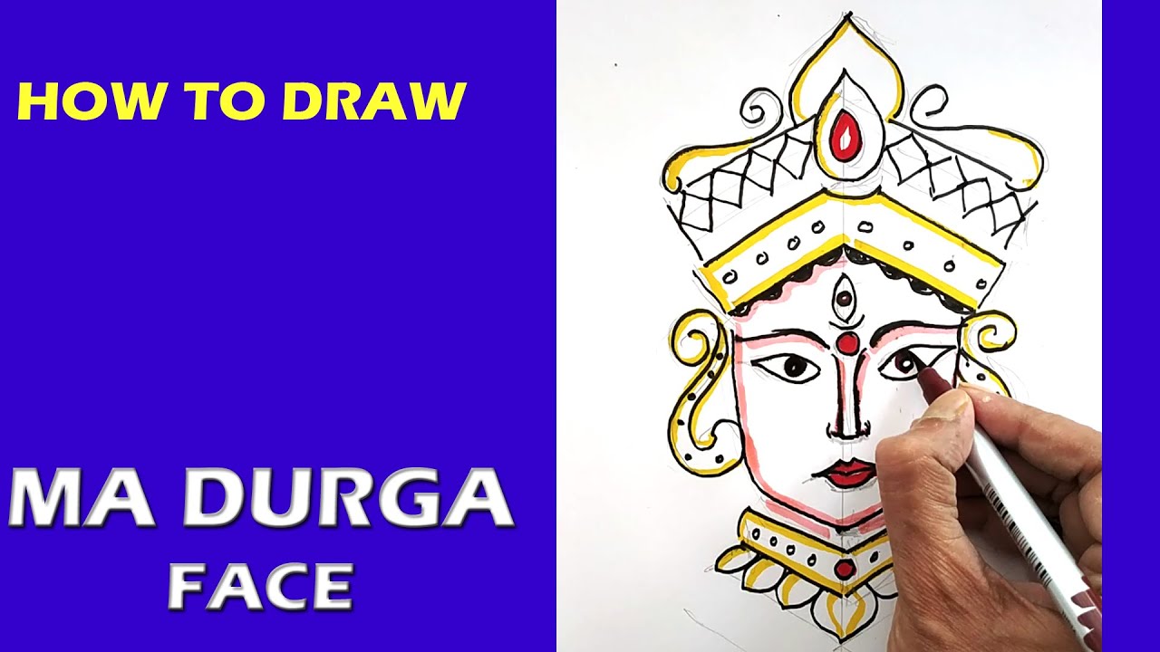 How to draw Maa Durga face pencil sketch for beginners |Mata Durga ...