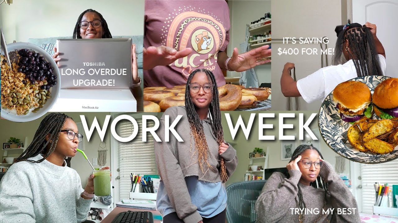 work week in my life: braiding my hair, not vibing with work, cook with ...