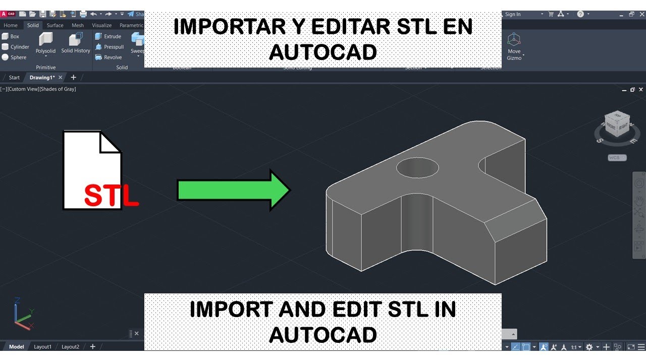 Editar STL en AutoCAD | Importar STL OBJ | Chaflán y redondeo - YouTube