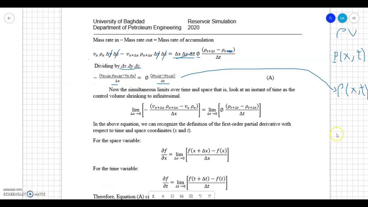 Derivation of the Fluid Flow Equation in Porous Medium - YouTube