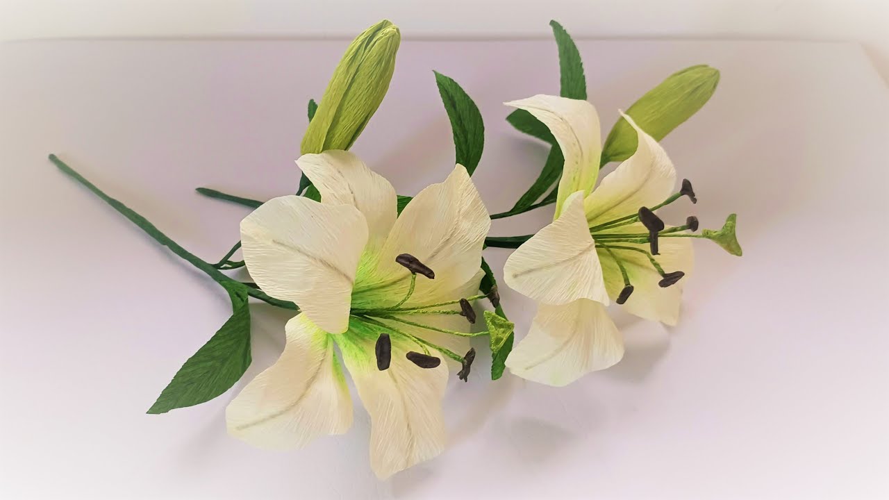 DIY Lily Paper Flower | Paper Crafts | Home Decor - YouTube