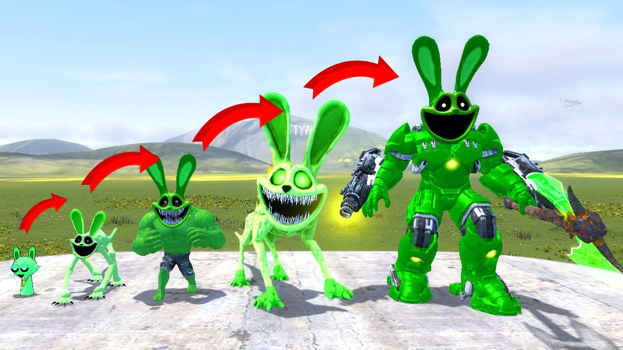 NEW ALL EVOLUTION OF SPRUNKI BUNNY RABBIT SMILING CRITTERS POPPY ...