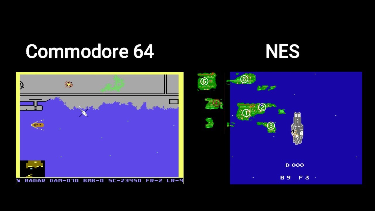 [C64 vs. NES] Raid on Bungeling Bay バンゲリングベイ - Commodore 64 vs ...