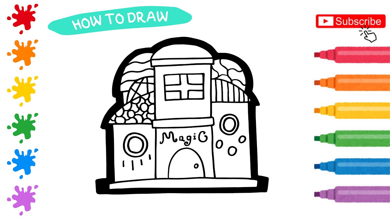 How to draw a Magic House ? | Drawing, Painting and Coloring for Kids ...