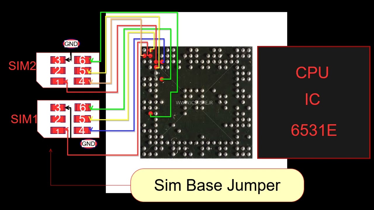All keypad phone CPU IC 6531E sim card base jumper diagram - YouTube