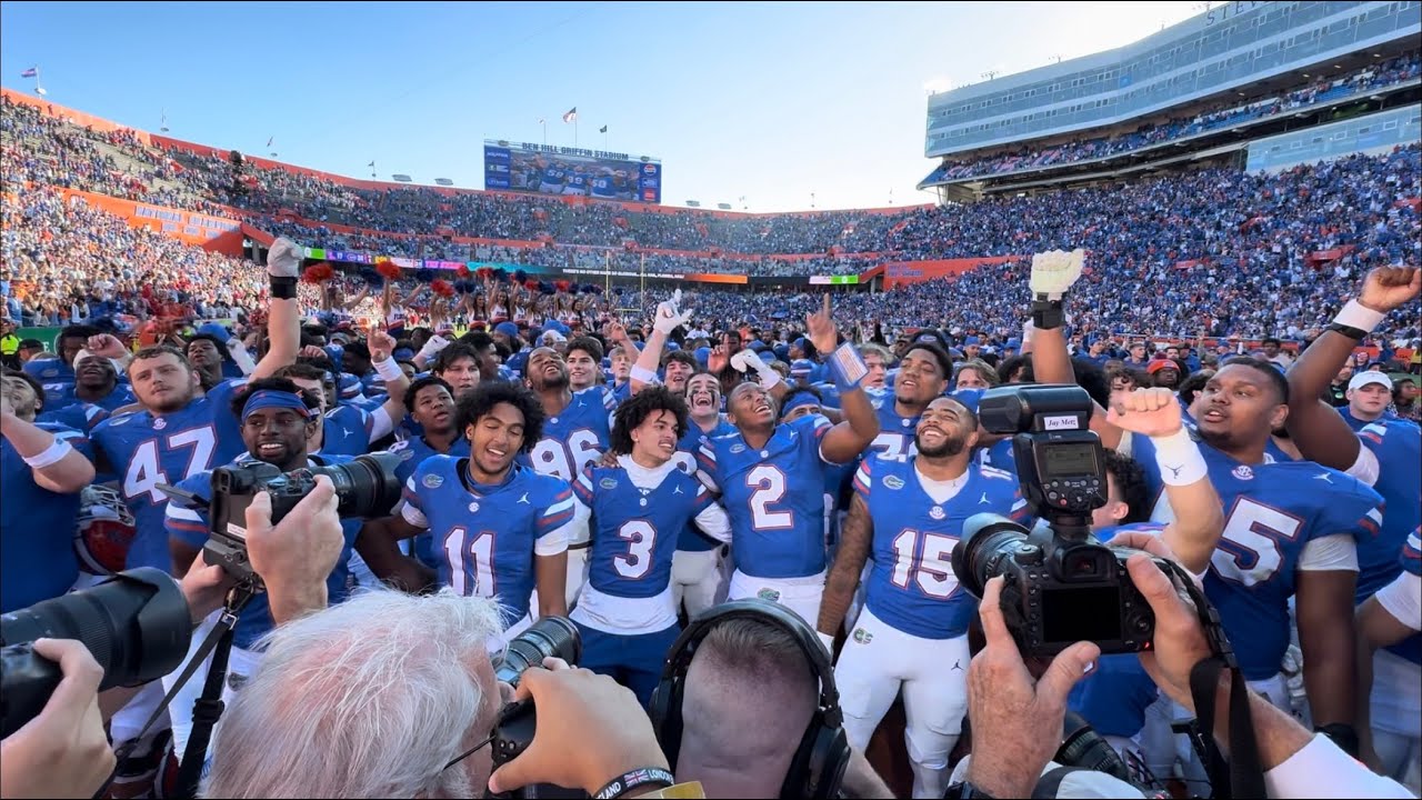 UF Players Sing Fight Song After Beating No. 9 Ole Miss | Florida ...