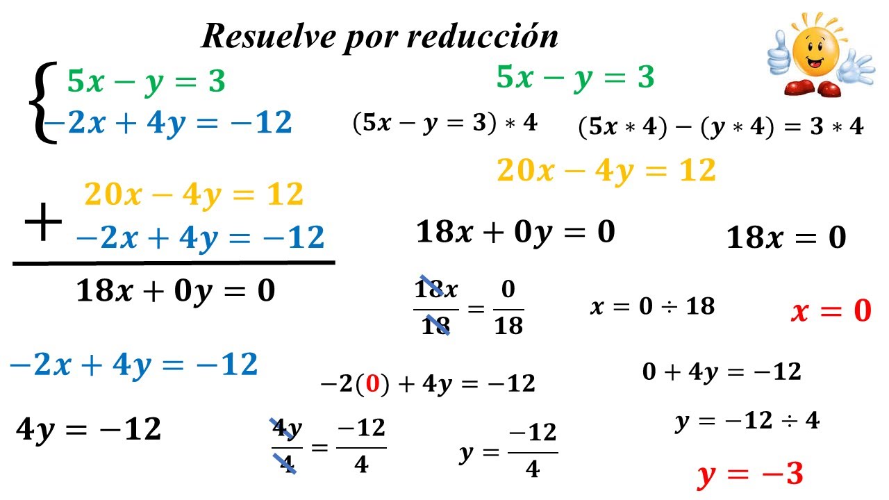 Resuelve Por Reducci n 5x y 3 2x 4y 12 YouTube