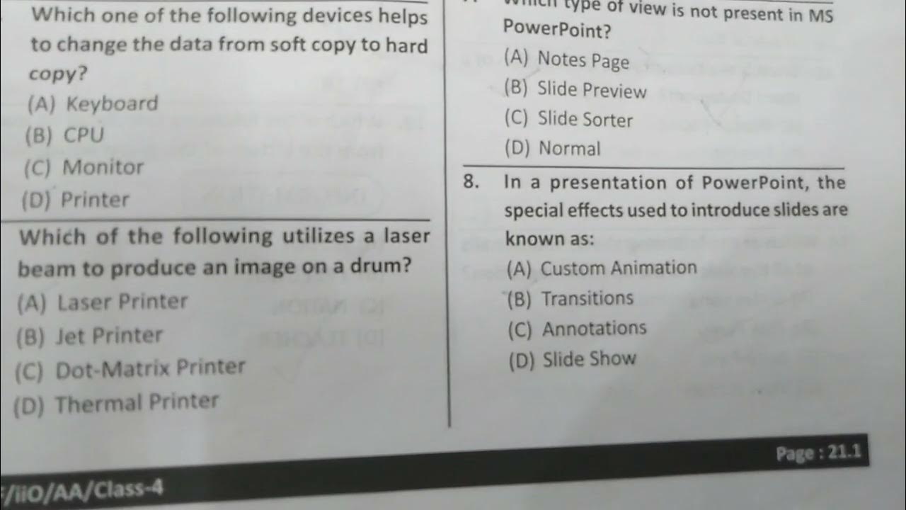 IIO /ICSO/ NCO #computer science Olympiad # class 4 # previous papers - YouTube