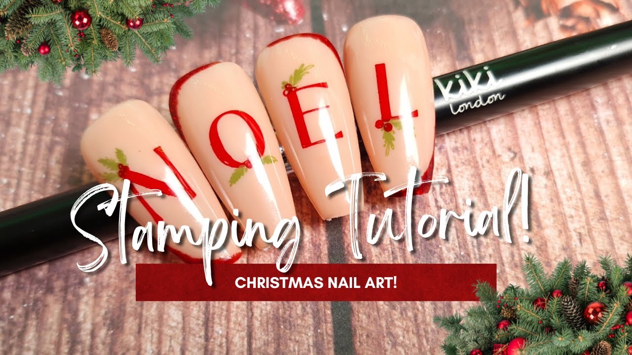 NAIL STAMPING TUTORIAL WITH GEL POLISH NAIL ART | CHRISTMAS NAILS - YouTube
